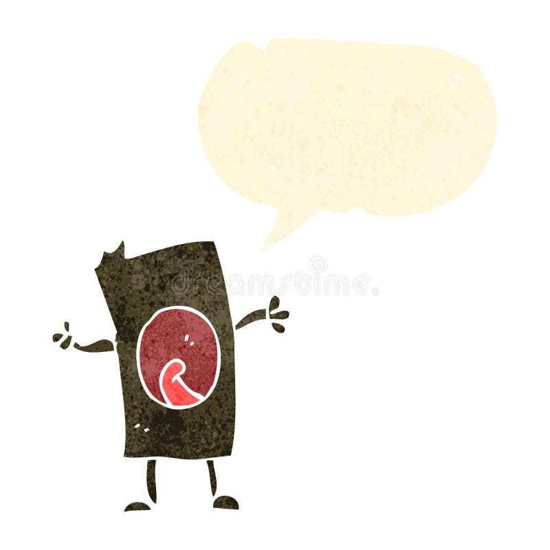 Retro Cartoon Square Man with Speech Bubble Stock Vector - Illustration ...