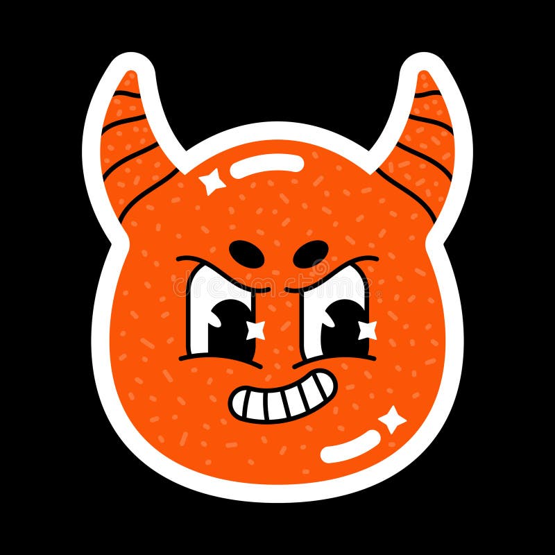 Retro Cartoon Sticker with Funny Comic Character Devil. Modern Flat ...