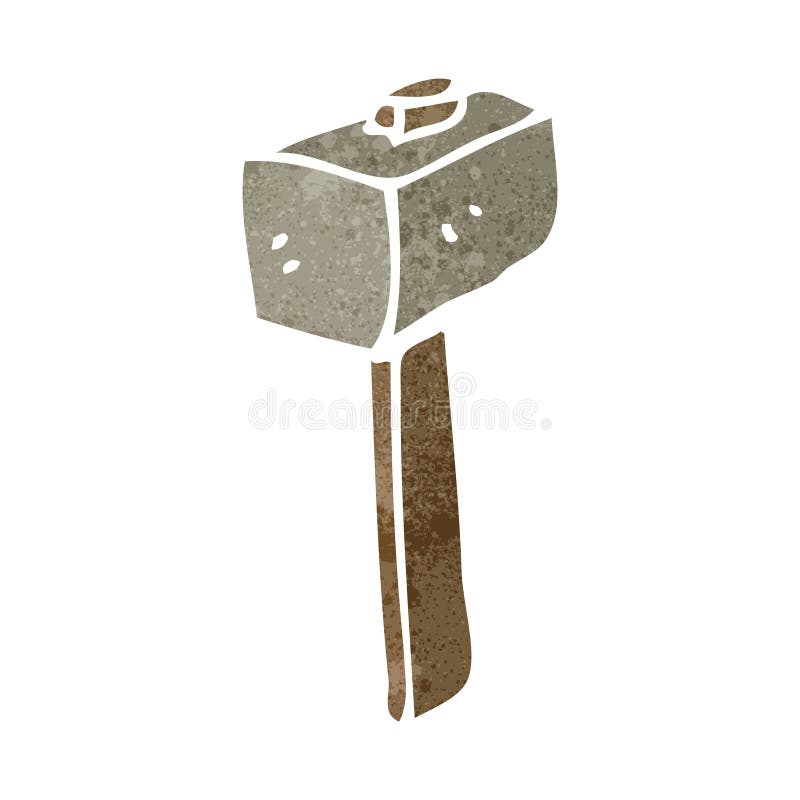 Retro cartoon stone hammer stock vector. Illustration of hand - 37598413