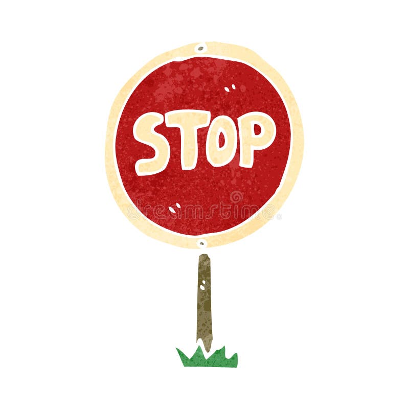 Retro cartoon stop sign stock illustration. Illustration of road - 37584539