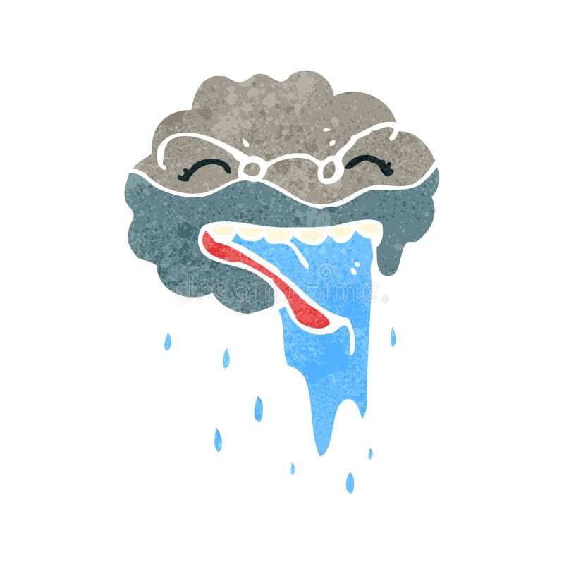 Retro Cartoon Storm Cloud Character Stock Vector - Illustration of cute ...