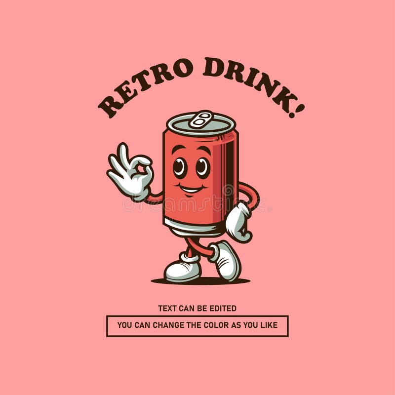 Retro Cartoon Style, Illustration of Cool Drink Can Characters Stock ...