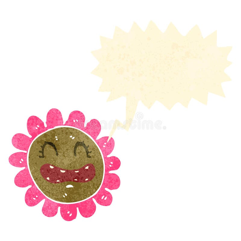 Retro Cartoon Talking Flower Stock Vector - Illustration of cute ...