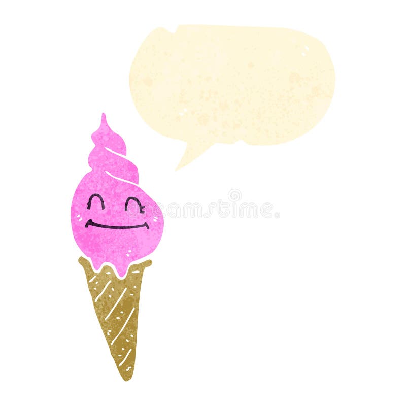 Retro Cartoon Talking Ice Cream Cone Character Stock Vector ...