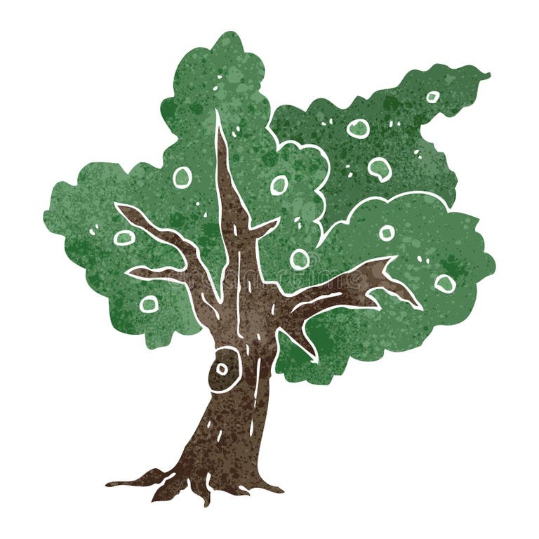 Retro cartoon tree stock vector. Illustration of textured - 37597764