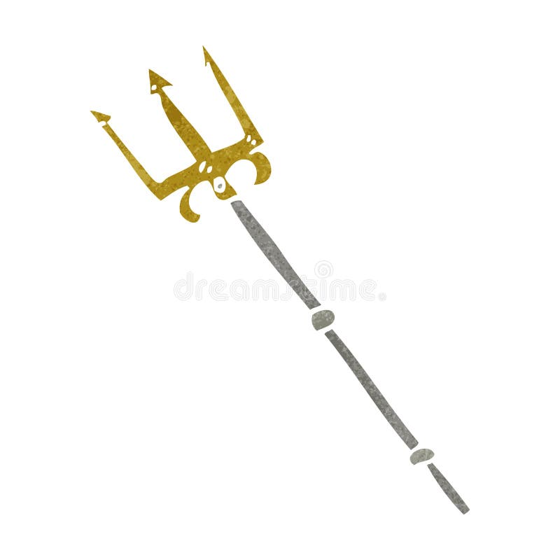 Retro cartoon trident stock vector. Illustration of drawing - 37596121
