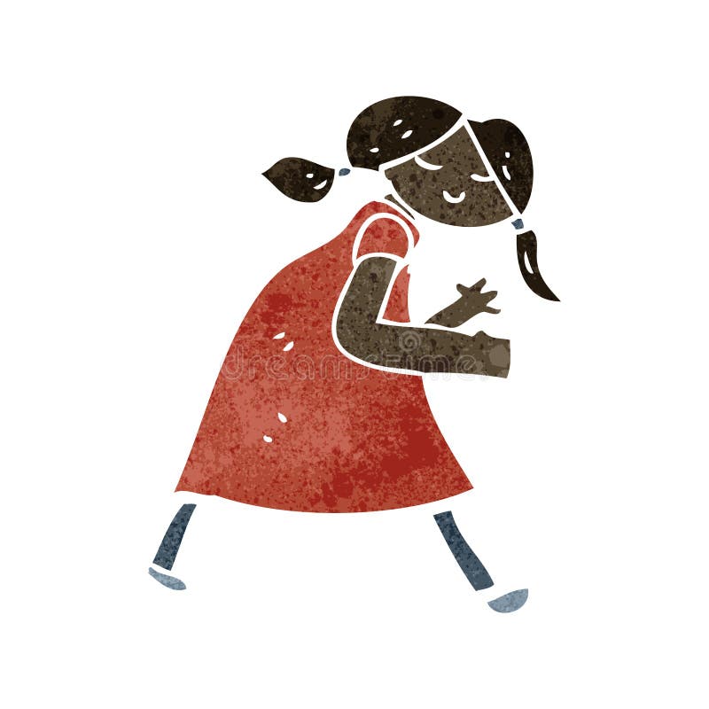 Retro cartoon walking girl stock vector. Illustration of crazy - 37599132