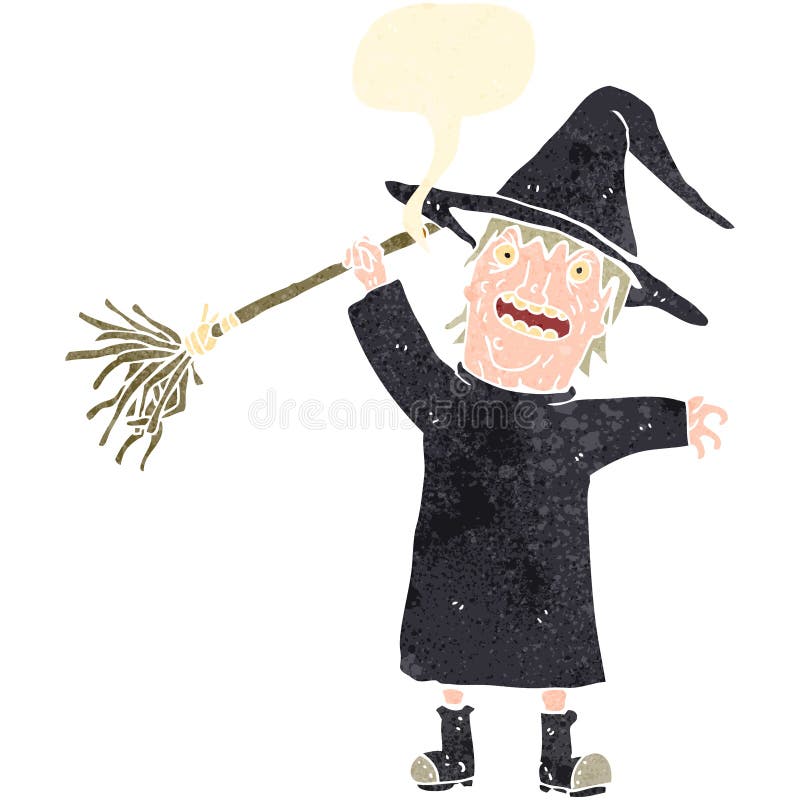 Retro Cartoon Witch Cackling Stock Vector - Illustration of painted ...