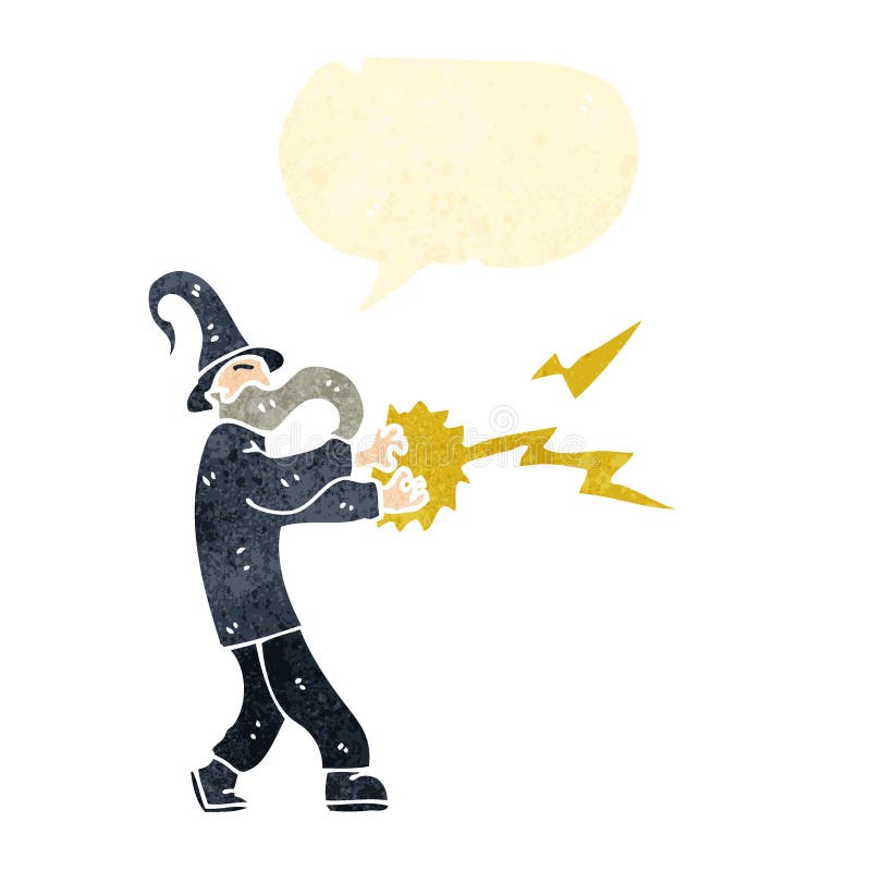 Retro Cartoon Wizard Casting Spell Stock Vector - Illustration of ...