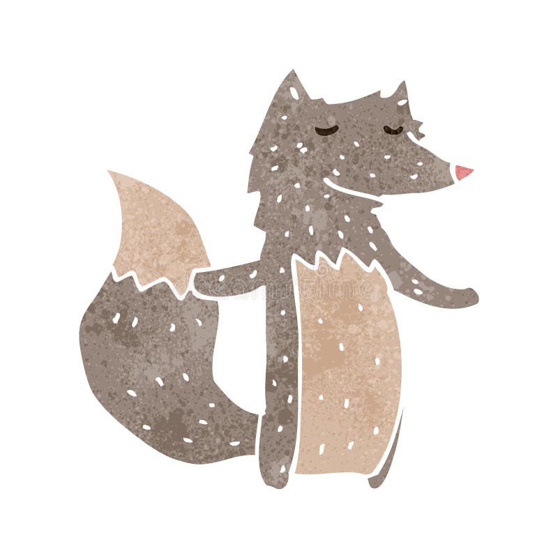 Retro cartoon little wolf stock vector. Illustration of watercolor ...