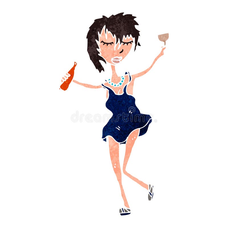 Retro Cartoon Woman Dancing Stock Vector - Illustration of female, girl ...