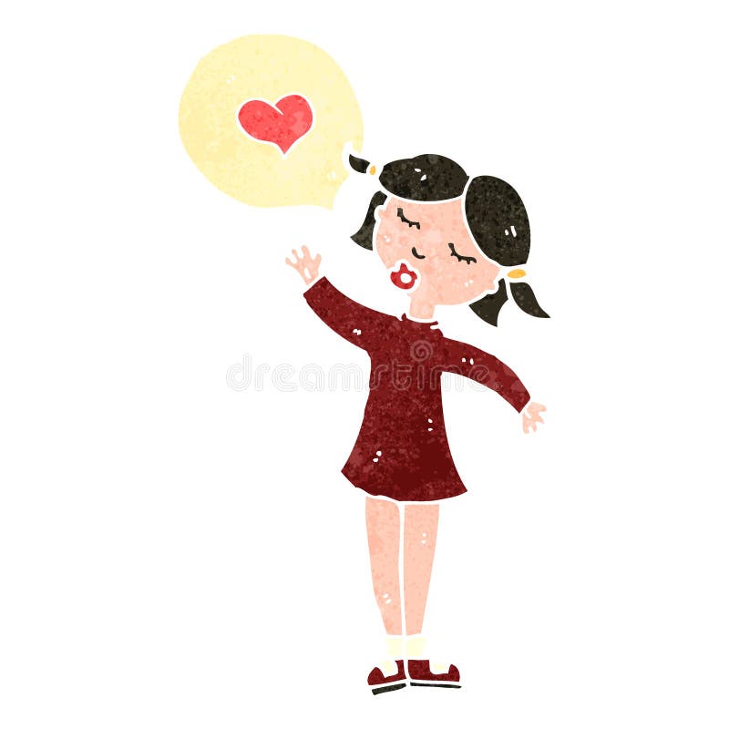 Retro Cartoon Woman in Love Stock Vector - Illustration of funny, cute ...