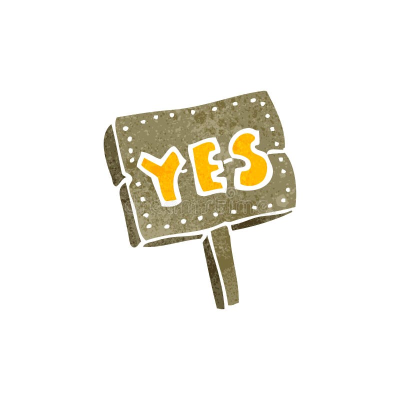 Retro cartoon yes symbol stock vector. Illustration of hand - 37594935