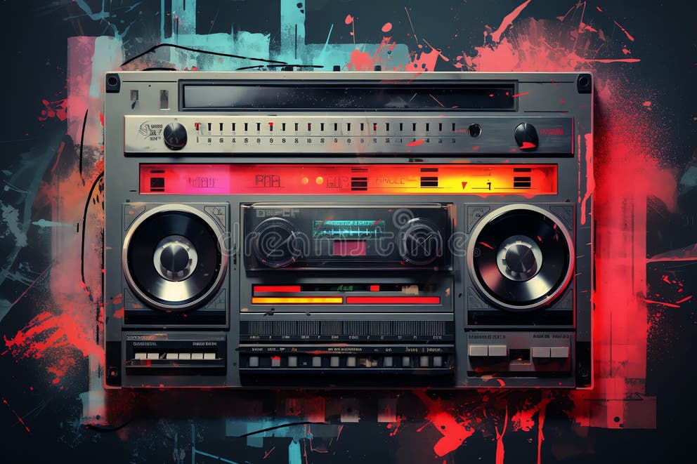 Retro Cassette Deck Inspired Backdrop 80s Retro Nostalgic Stock ...