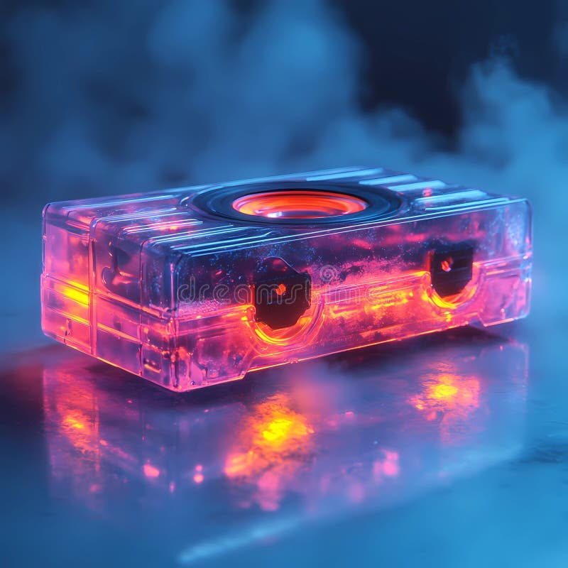 Retro Cassette with Glowing Liquid Stock Image - Image of light, cyber ...
