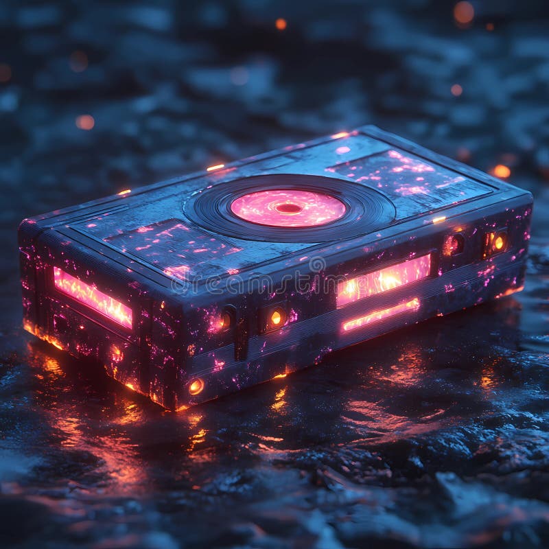 Retro Cassette with Glowing Liquid Stock Image - Image of analog ...