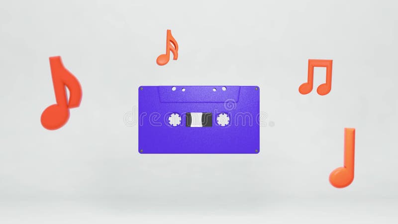 Retro Cassette and Music Notes Floating Stock Footage - Video of ...