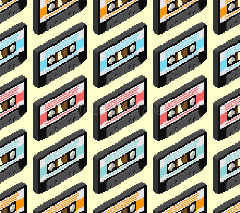Retro Cassette Pixel Art for Tape Recorder. Boombox Cassette 8 Bit ...