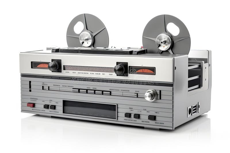 Retro Cassette Tape Recorder Isolated on White Stock Illustration ...
