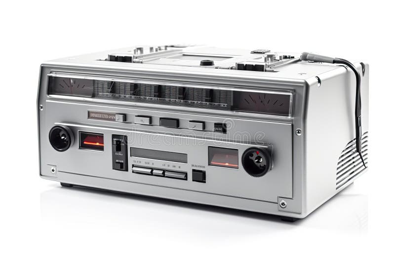 Retro Cassette Tape Recorder Isolated on White Stock Illustration ...