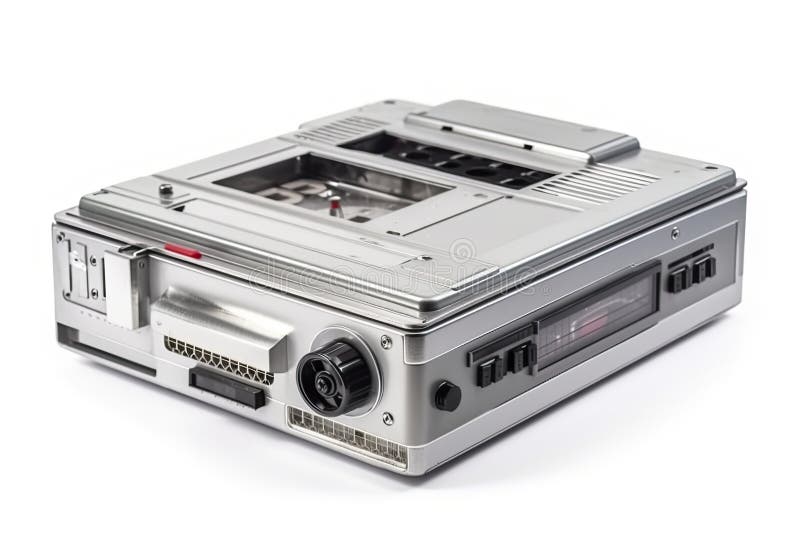 Retro Cassette Tape Recorder Isolated on White Stock Illustration ...