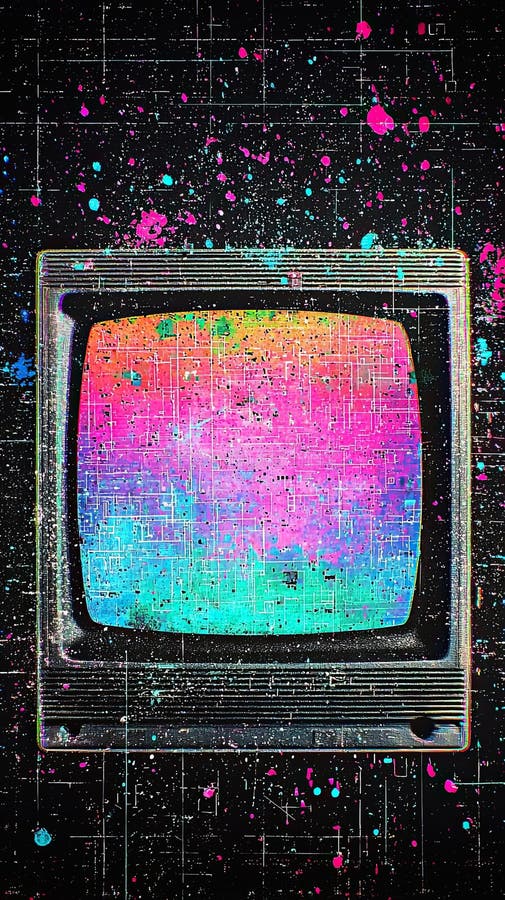 Retro VHS-style Background with Multicolored Noise and Horizontal Lines ...