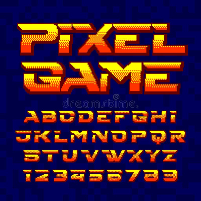 Pixel Game Alphabet Font. Digital Pixel Gradient Letters and Numbers ...