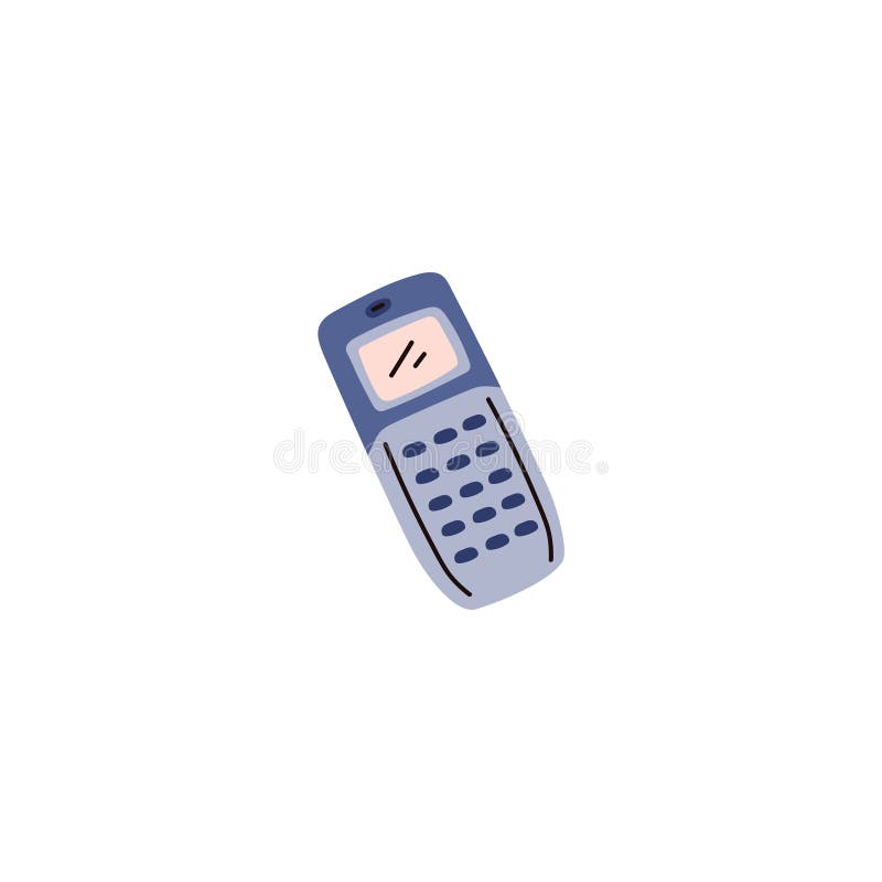 Retro Cell Mobile Phone Vector Flat Icon, Call Device with Screen and ...