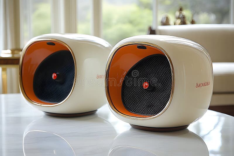 Retro Ceramic Space Heater Pair on Coffee Table Stock Illustration ...