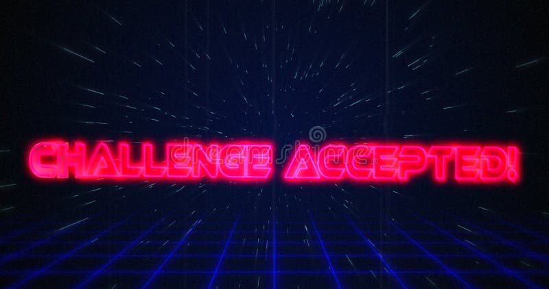 Retro Challenge Accepted Text Glitching Over Blue and Red Squares on ...