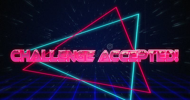 Retro Challenge Accepted Text Glitching Over Blue and Red Triangles on ...