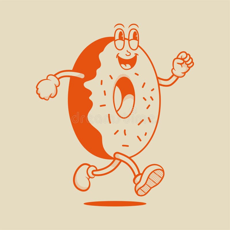 Doughnut Character, Retro Mascot Character Stock Vector - Illustration ...