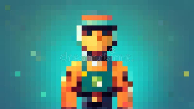 Retro Character in Pixel Art Style Stock Footage - Video of portrait ...
