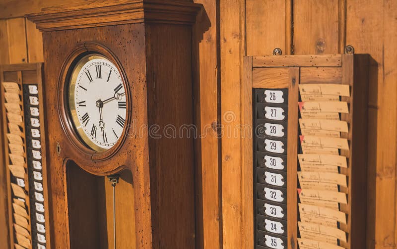 Retro checking-in clock. stock image. Image of issues - 153381675