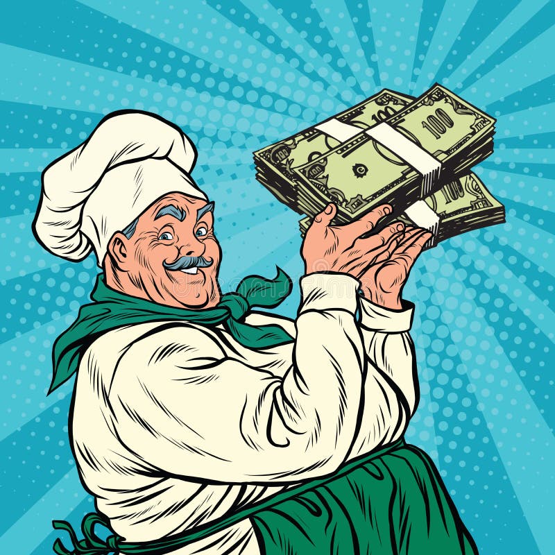 Retro Chef with a Bundle of Money Stock Vector - Illustration of lunch ...