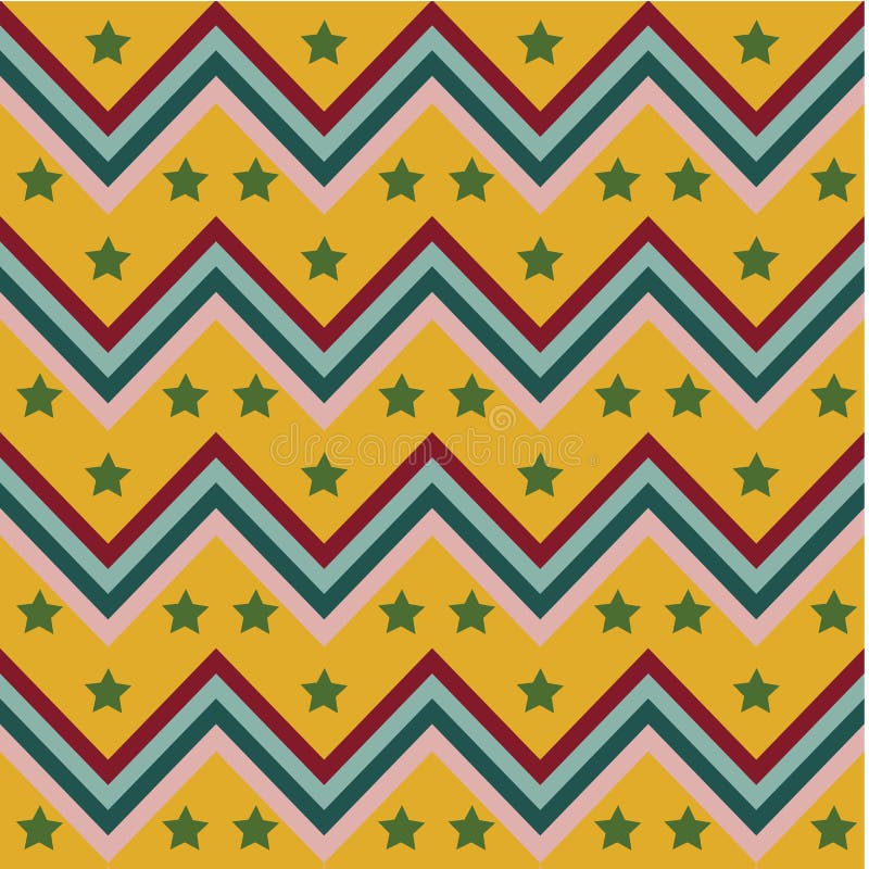 Retro Chevron with Stars Pattern Vector Stock Vector - Illustration of ...