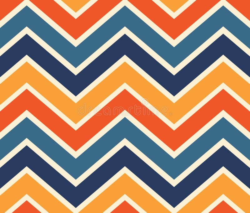 Retro Chevron Vintage 70s 80s Colorful Zig Zag Mid Century Background Pattern Stock Illustration ...