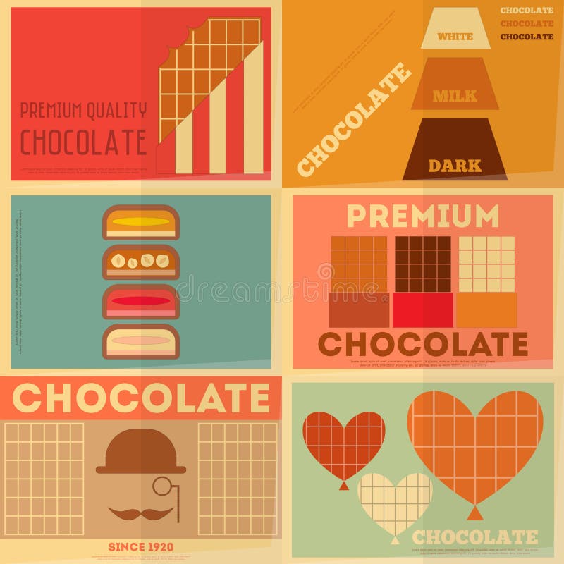 Retro Chocolate Posters Collection Stock Vector - Illustration of sign ...