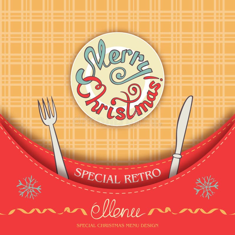 Retro Christmas menu stock vector. Illustration of font - 35356605