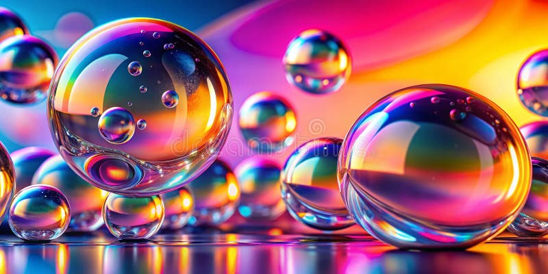 Retro Chrome Bubbles Float on a Vibrant Gradient Background a Stunning ...