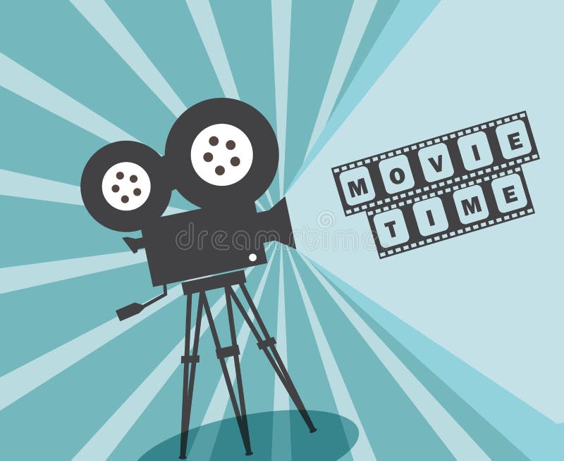Retro Cinema Icon with Text Place, Yellow Background. Vector ...