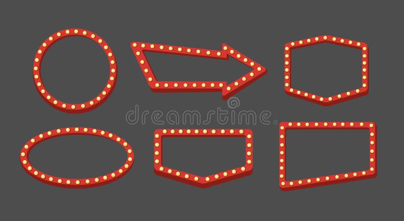 Retro Cinema and Theater Sign Frame Set Vector Illustration Stock ...