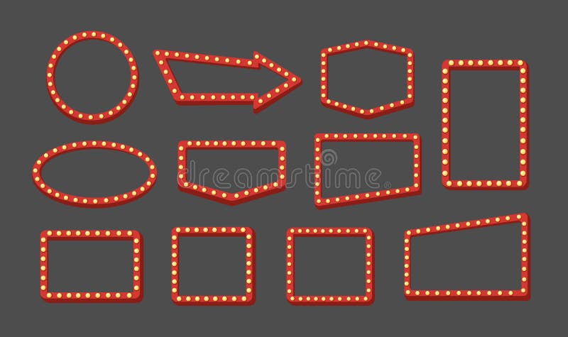 Retro Cinema and Theater Sign Frame Set Vector Illustration Stock ...
