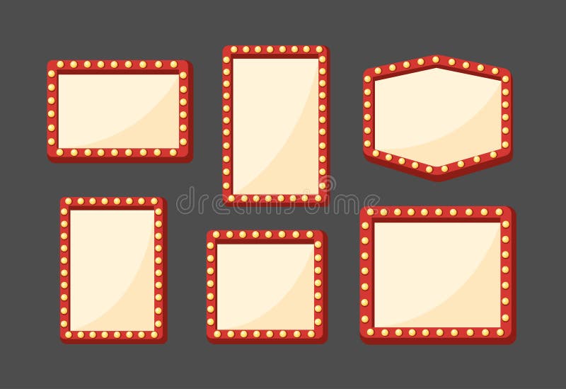 Retro Cinema and Theater Sign Frame Set Vector Illustration Stock ...