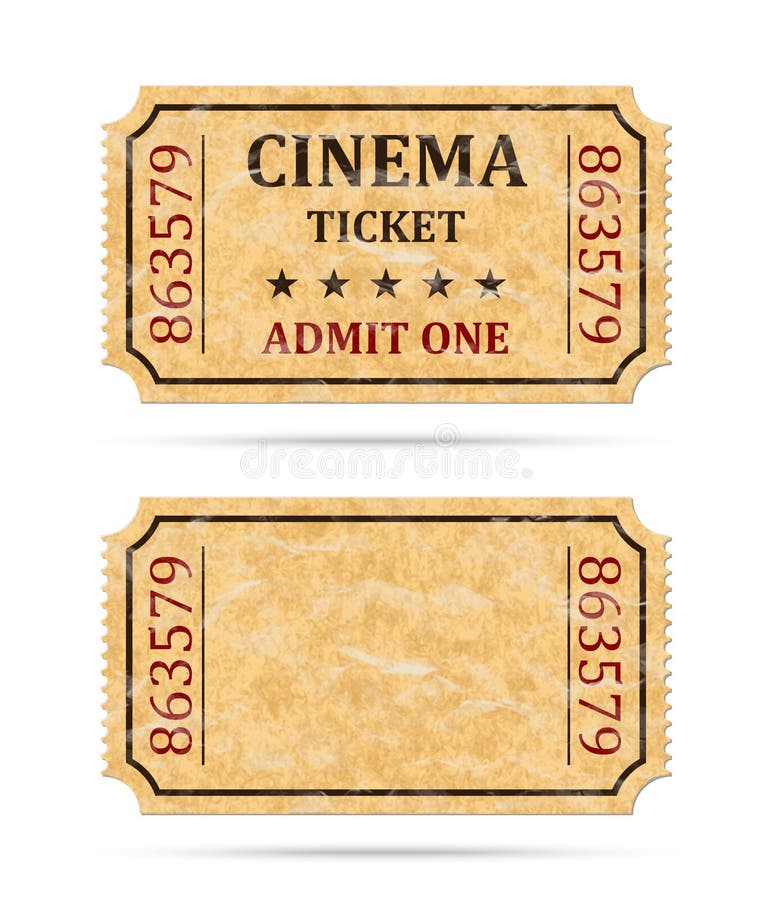 Retro Cinema Ticket on White Background Stock Vector - Illustration of ...