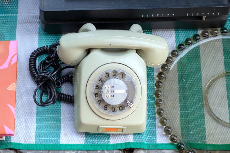 Retro Circle Rotary Dial Telephone Stock Photo - Image of device ...