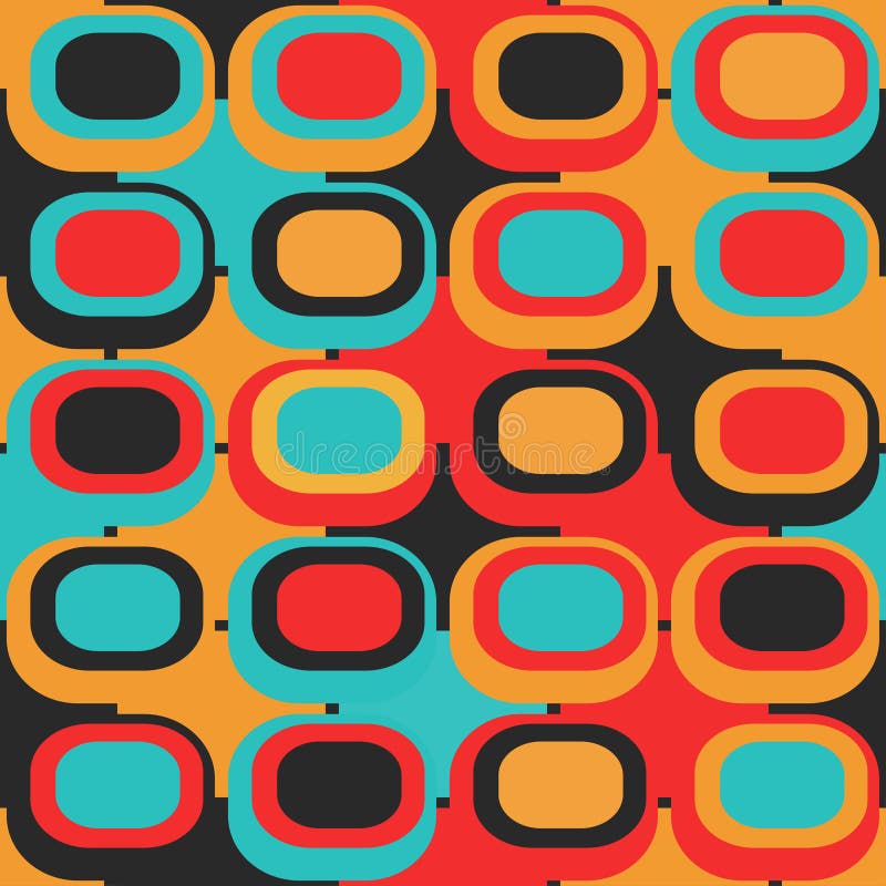 Retro Circle Seamless Pattern Stock Vector - Illustration of geometric ...