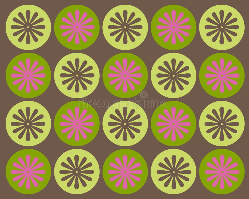 Retro Circles and Flowers Graphic Design Stock Illustration ...