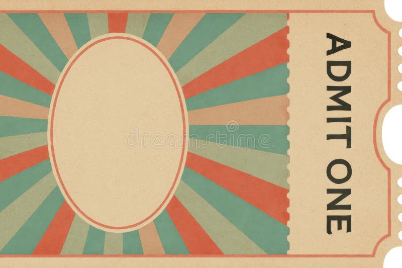 Retro Circus Ticket with Vintage Pattern in Green and Red Stripes ...