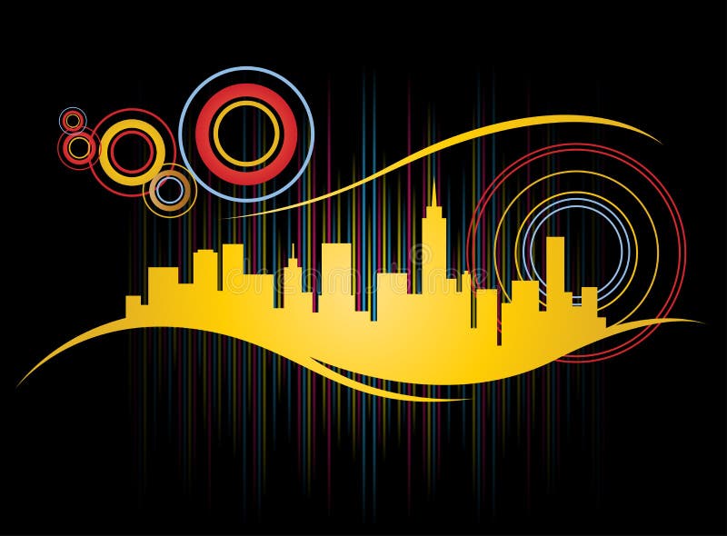 Retro City Skyline stock vector. Illustration of skyline - 21132608